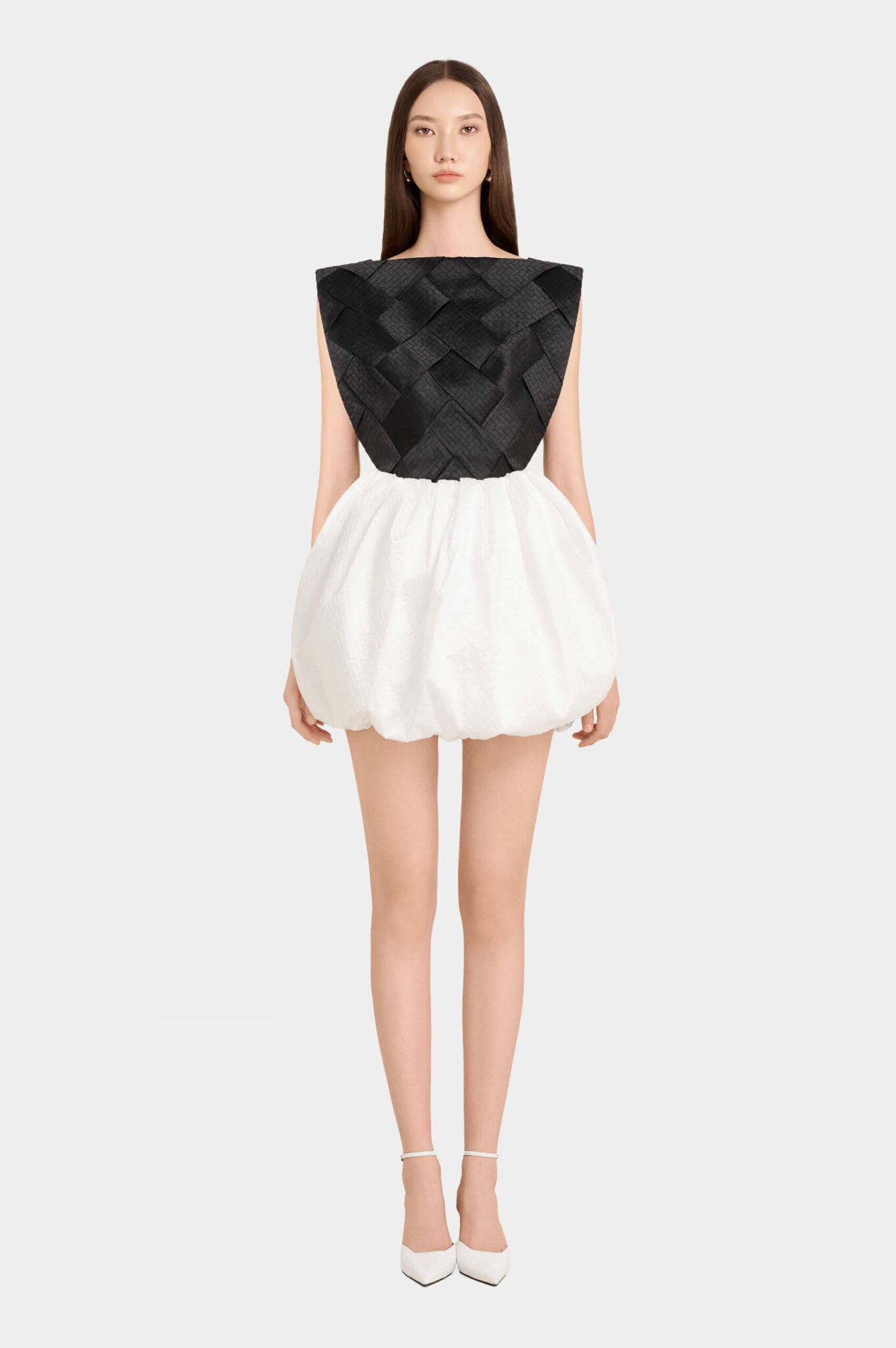 ONE SHOULDER SILK CHIFFON MINI DRESS - CONG TRI